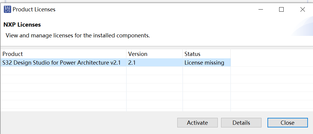 Solved: S32DS-PA_v2.1 license missing - NXP Community