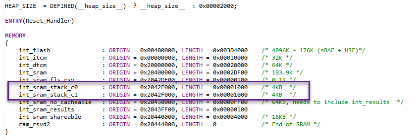 How do I set the stack size in linker flash S32K344.ld - NXP Community