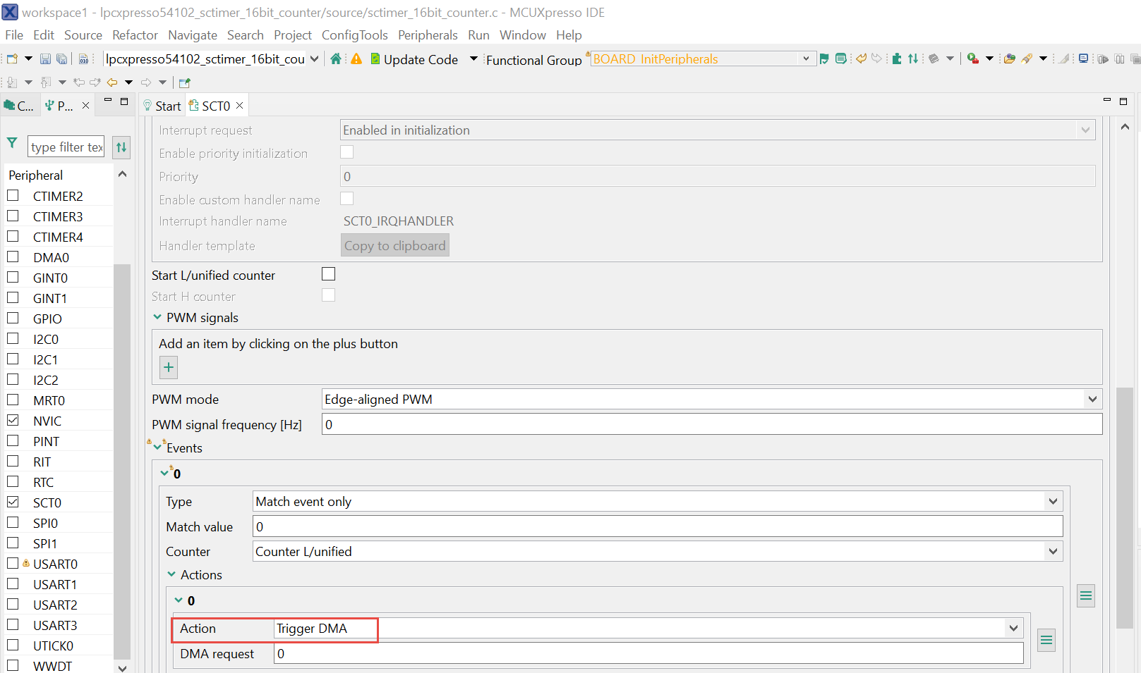 triggering DMA with SCT for LPC54102 - NXP Community