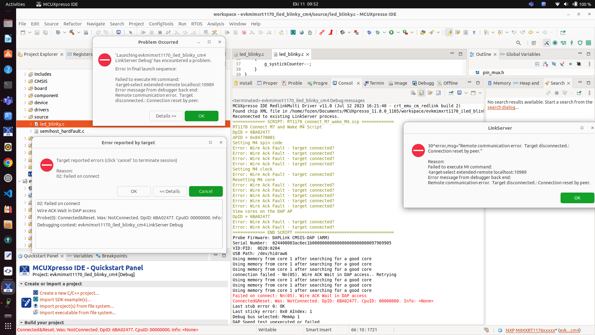 Solved: Wire ACK Fault - target connected? in RT1170 - EVK - NXP Community
