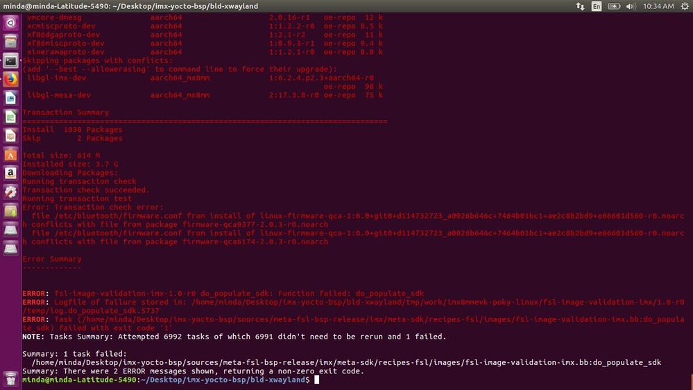 i.Mx 8mini :Error for -c populate_sdk -> fsl-image-validation-imx-1.0-r0 do_populate_sdk: - NXP ...
