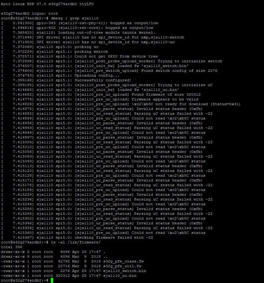 Solved: S32G2 - SJA1110 firware enable - NXP Community