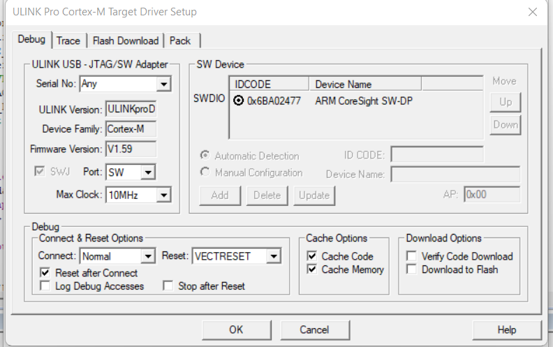Not able to program and debug in MIMXRT1170-EVK board using keil and ulink pro. - NXP Community