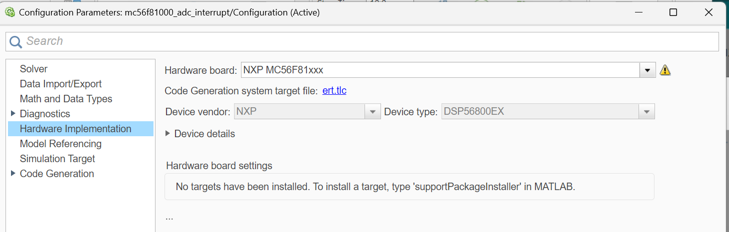MC56F81000-EVK board not visible in Simulink model configuration for HW - NXP Community