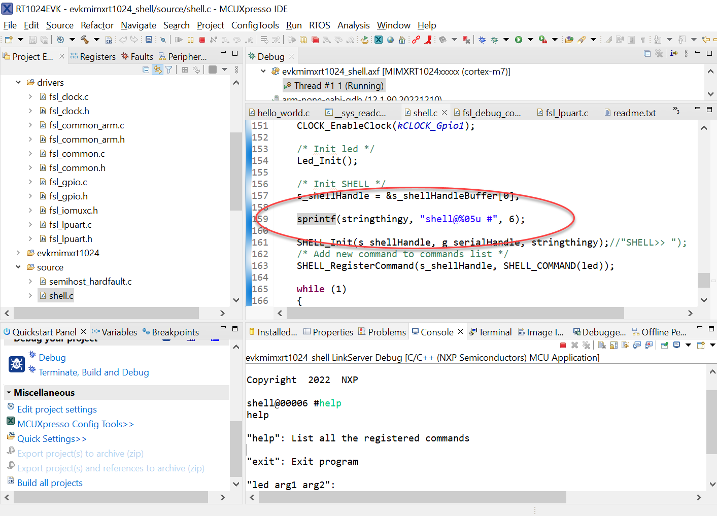iMXRT1024 - Seperate Debug Console and shell - NXP Community
