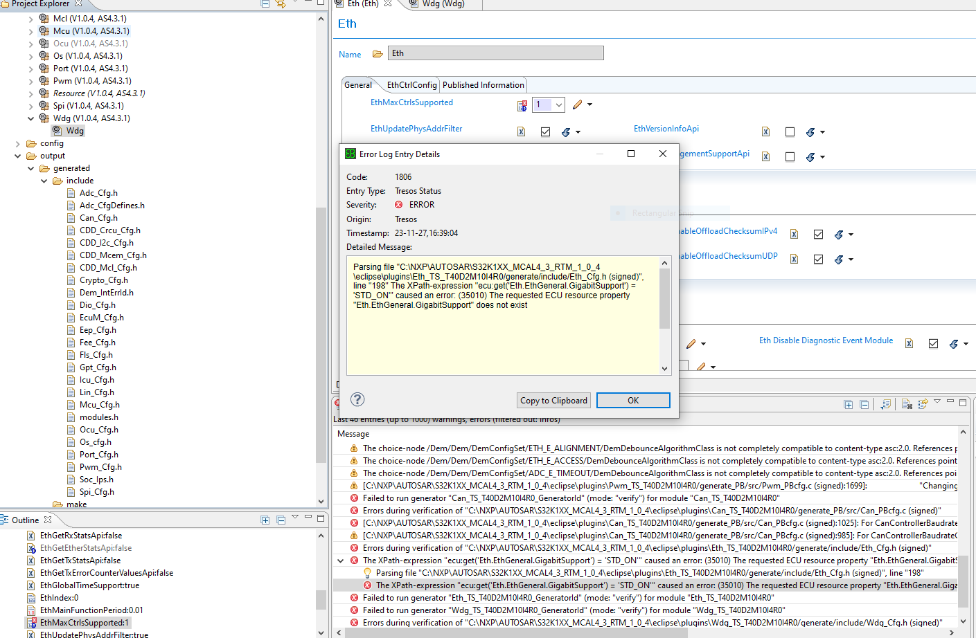 Error in Eb teros by using autosar mcal - NXP Community