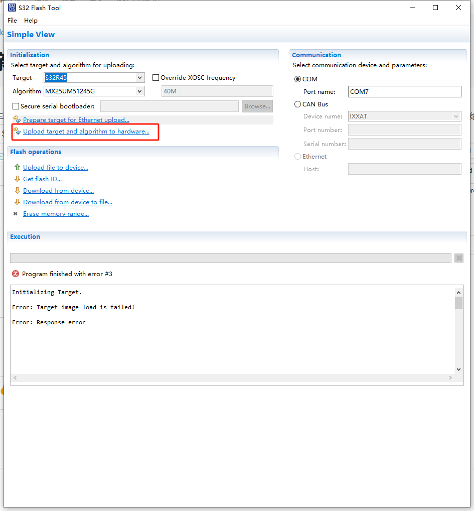 S32 Flash Tool error #3 for S32R45 - NXP Community
