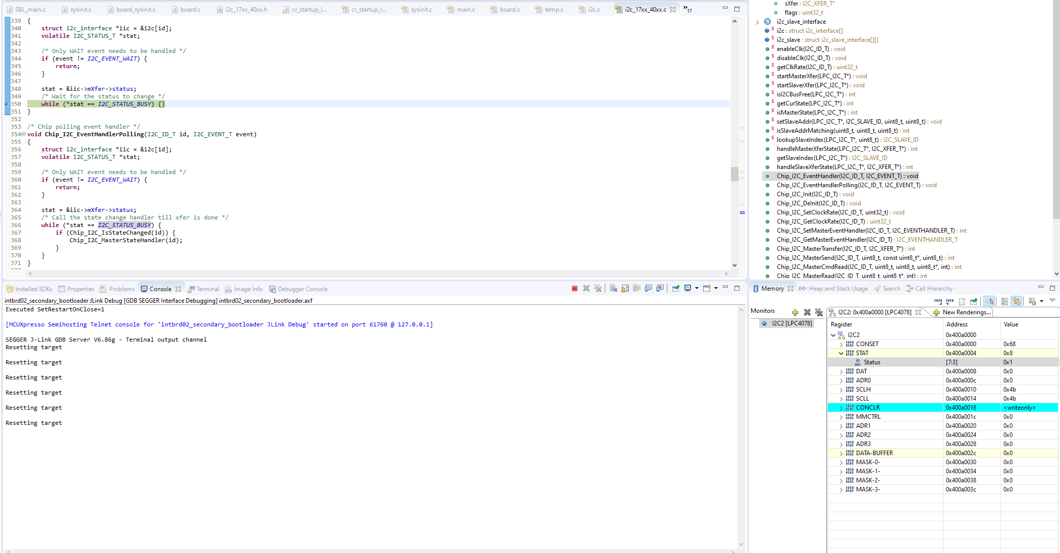 LPC4078 I2C Bus gets stuck while Master Transfer - NXP Community
