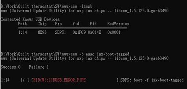 imx93 chip PIMX9352CVVXMAB uuu fail got LIBUSB_ERROR_PIPE - NXP Community