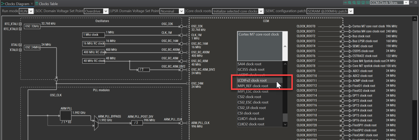 set up LCDIF pixel clock in MEX config Tool - NXP Community