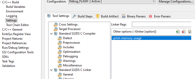 get memory size of each individual file using compiler flags in s32 ...