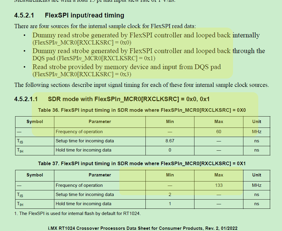 imx rt 1024: flexpi clock when flash supposed to run 60 MHz? - NXP Community
