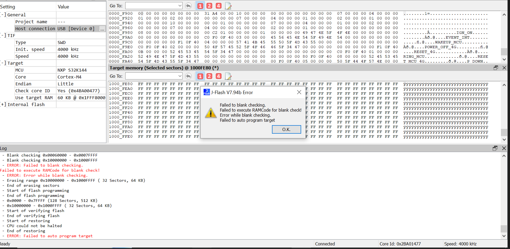 Jtag flashing issue: Not able to flash device, Erase/read back works sometime. - NXP Community