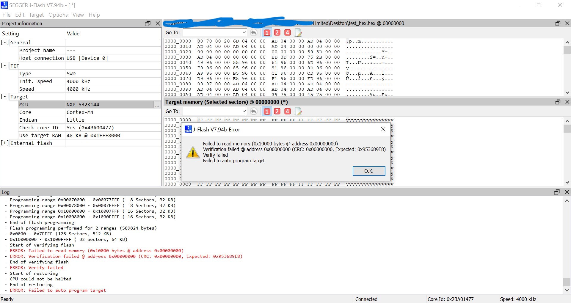 Jtag flashing issue: Not able to flash device, Erase/read back works sometime. - NXP Community