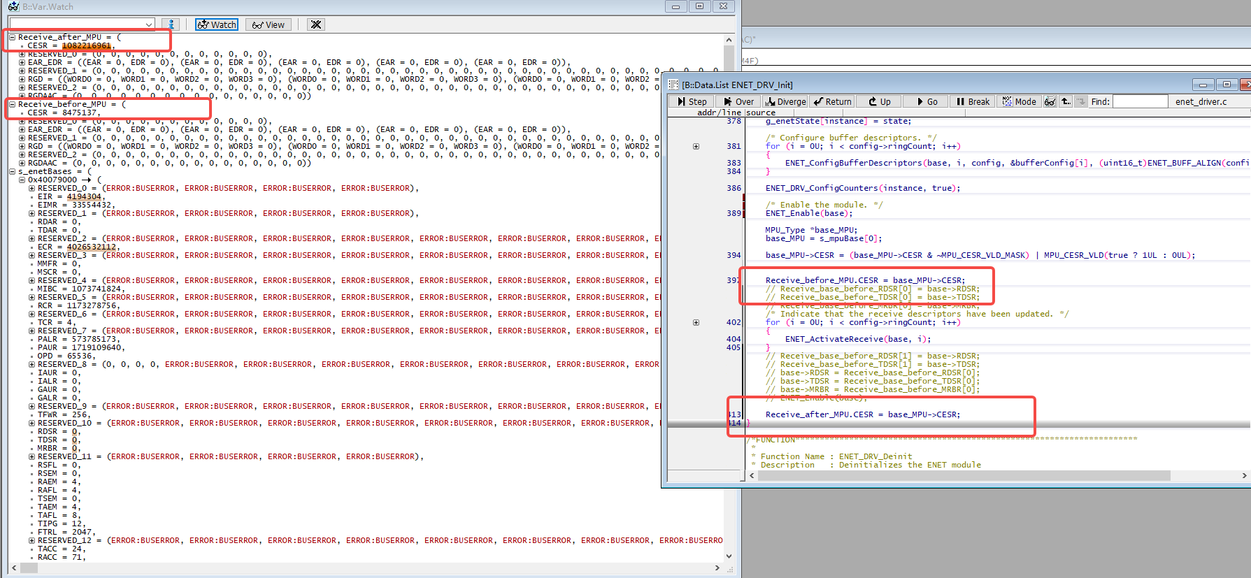 The ENET module of S32K148 chip failed to initialize, and the registers ...