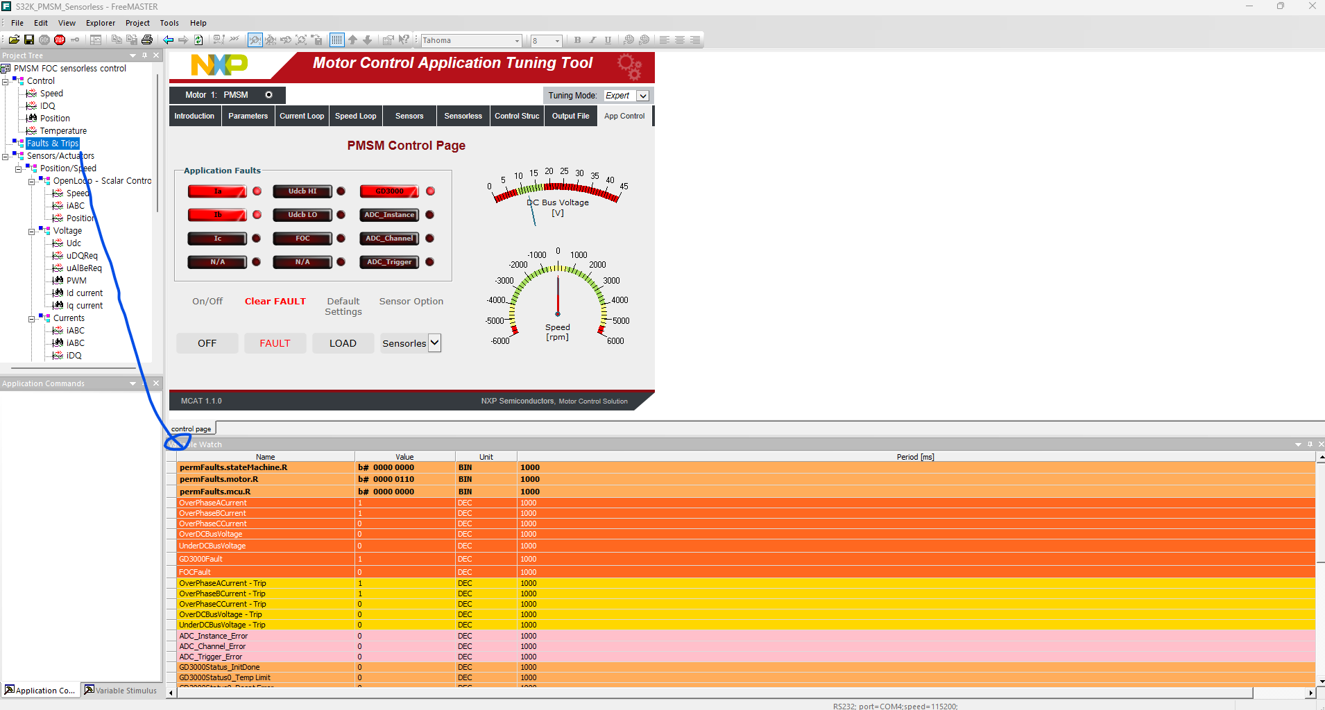 ON/OFF icon in the App control tab of FreeMASTER is fixed to OFF. What should I do? - NXP Community