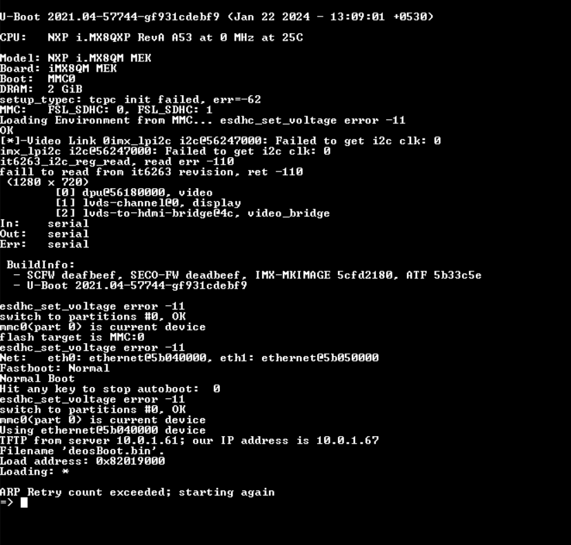 u-boot stopped at -Video Link 0 while booting mx8 - NXP Community
