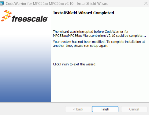 cannot install CodeWarrior for MPC55xxMPC56xx v2.10.exe - NXP Community
