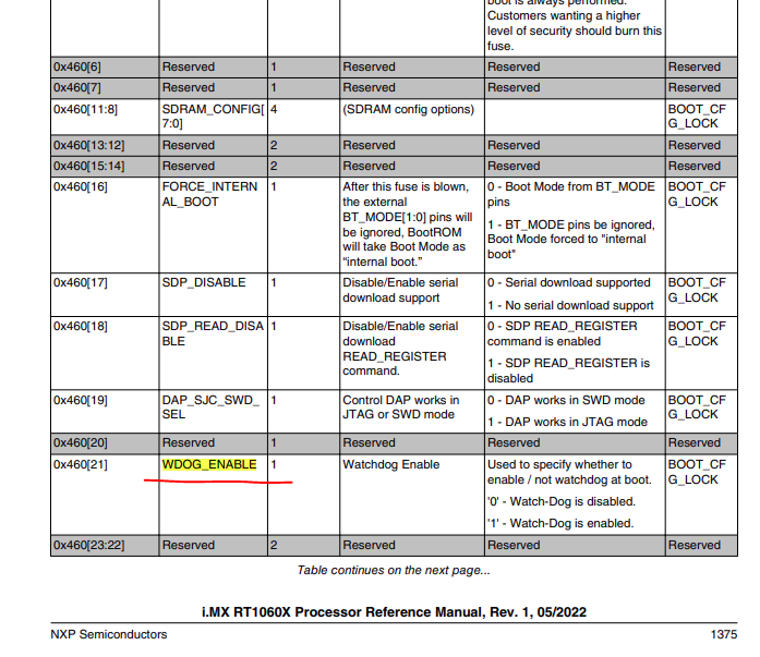 WDOG1 - PDE does not trigger (MIMXRT1060) - NXP Community