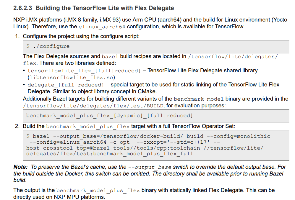 Mickeldore 6.1.36 how to compile libtensorflowlite.so with flexdelegate support - NXP Community