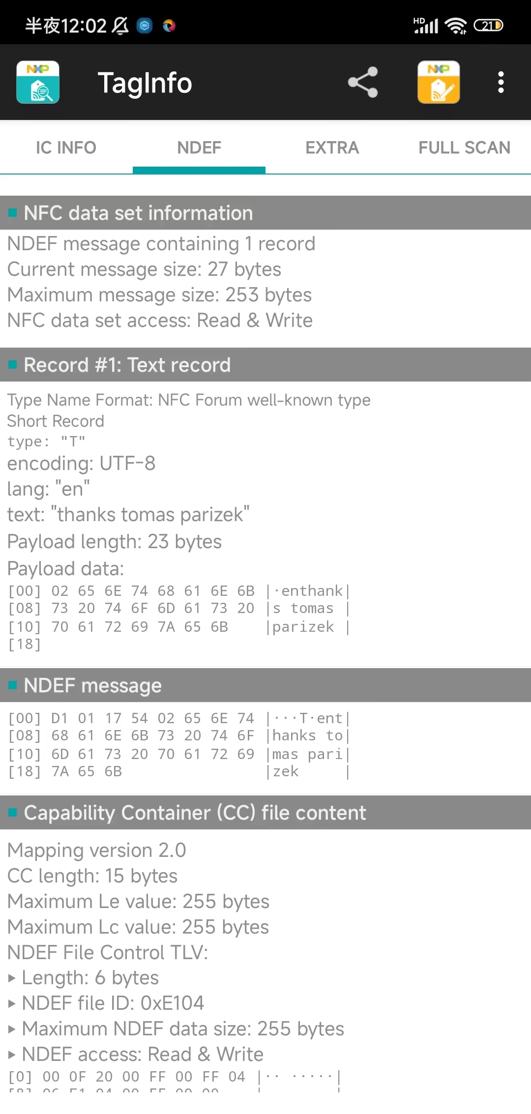 Solved: PN7160 card emulation - Can not use TagInfo for read NDEF and TagWrite for write NDEF ...