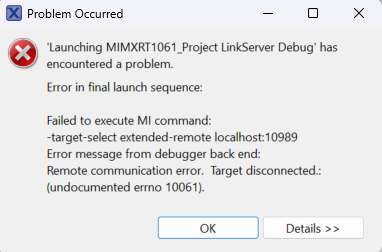 Unable to debug using MCU-Link or Segger Plus - NXP Community
