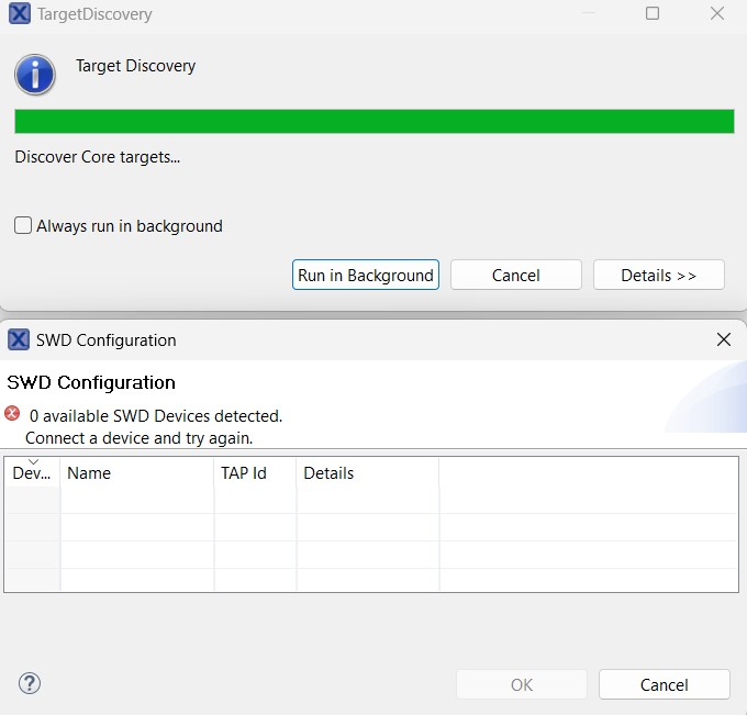 LPC55S-36 EVK //Zero available SWD Devices detected// - NXP Community