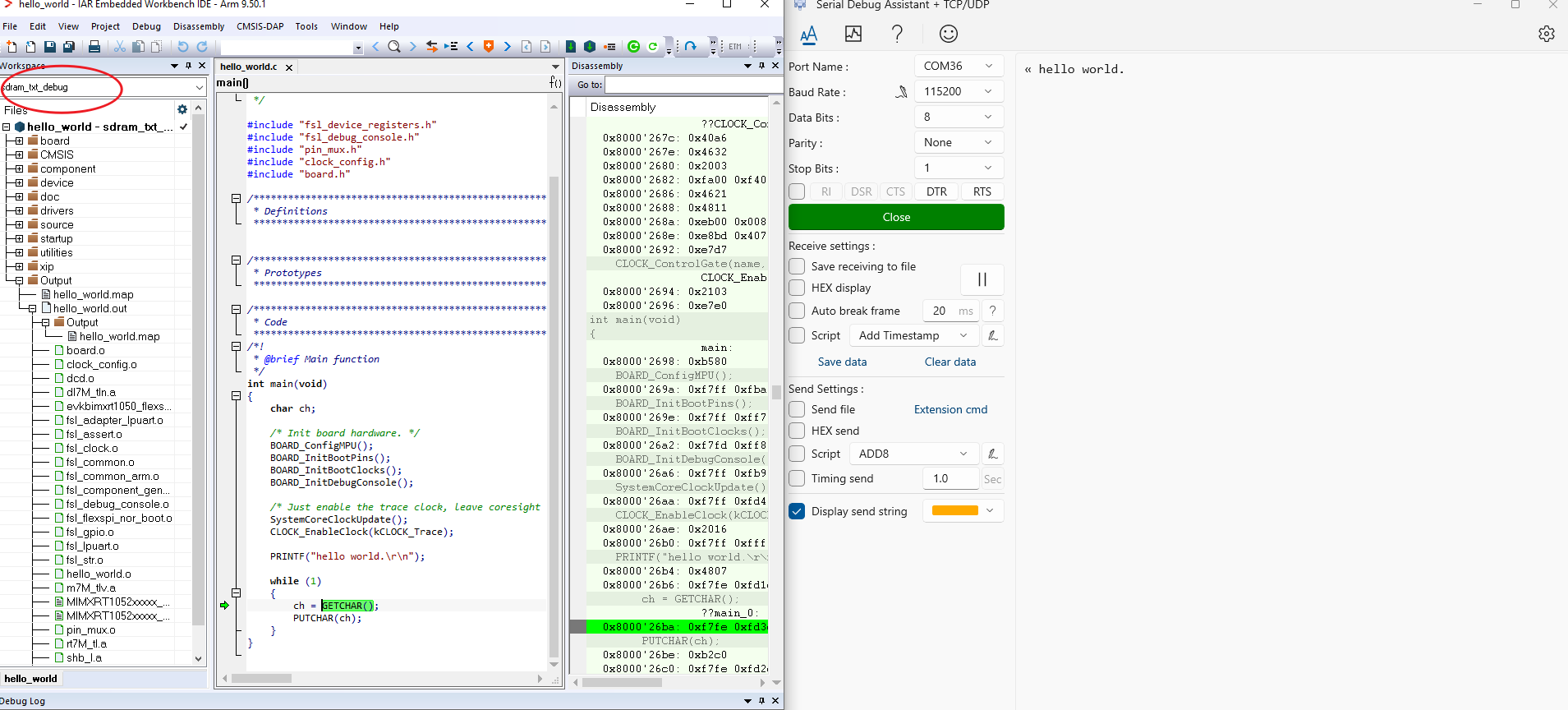 回复： What do you have to change to use IAR sdram_txt_debug configuration wit JLink on 1050-EVK ...