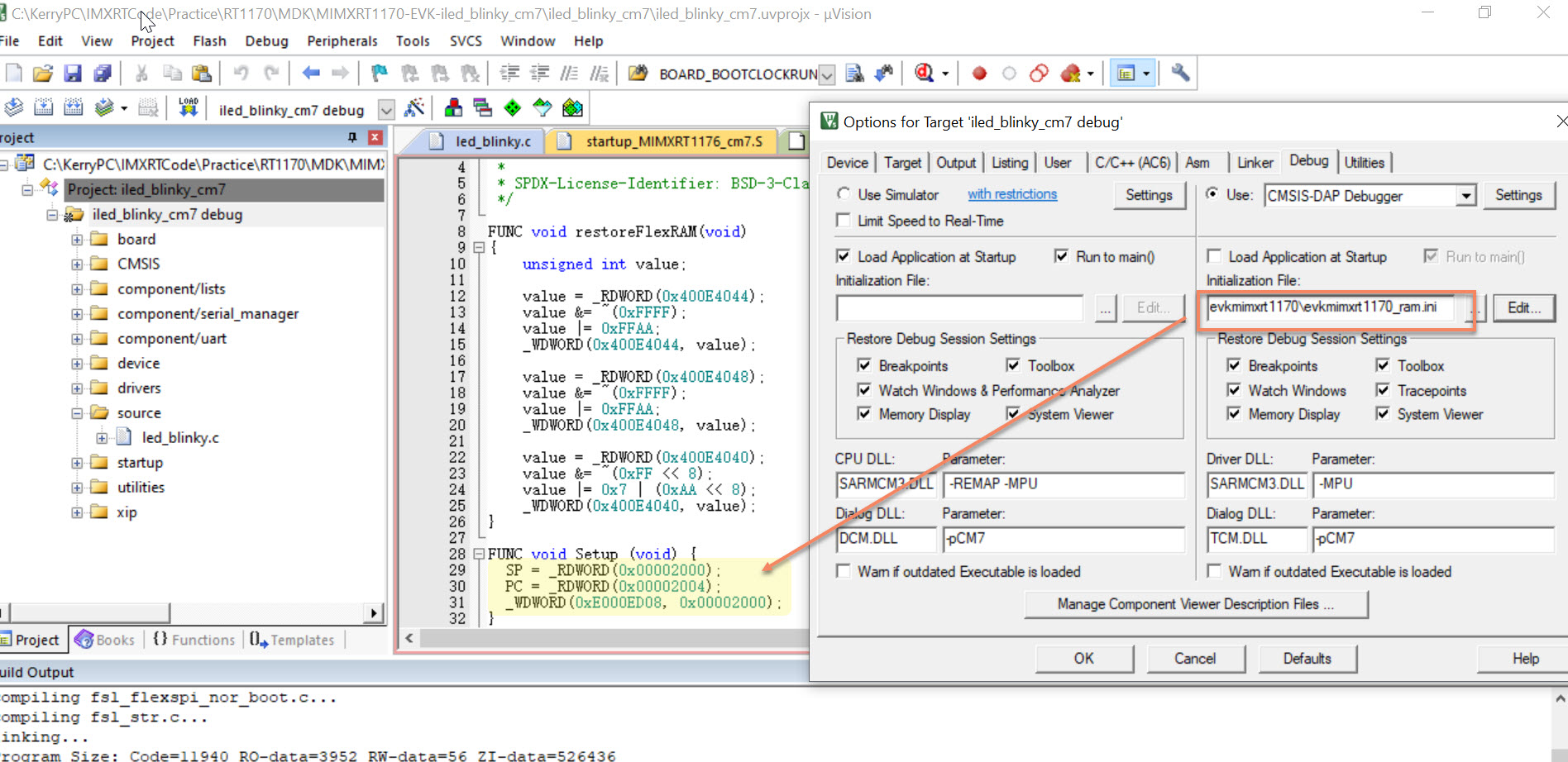 How to load MDK RAM app to the RT1170 external flash - NXP Community