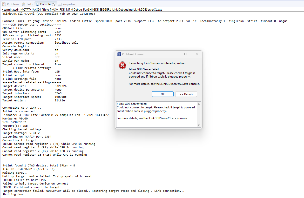 Solved: Re: Unable to debug S32K324 using S32 Design Studio and JLink Base - NXP Community