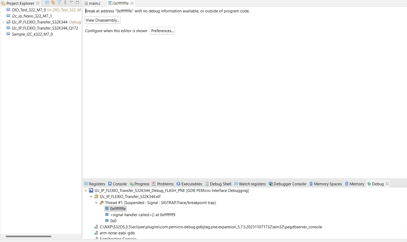 error while trying to run I2C S32K344 sample code on s32k322 - NXP Community