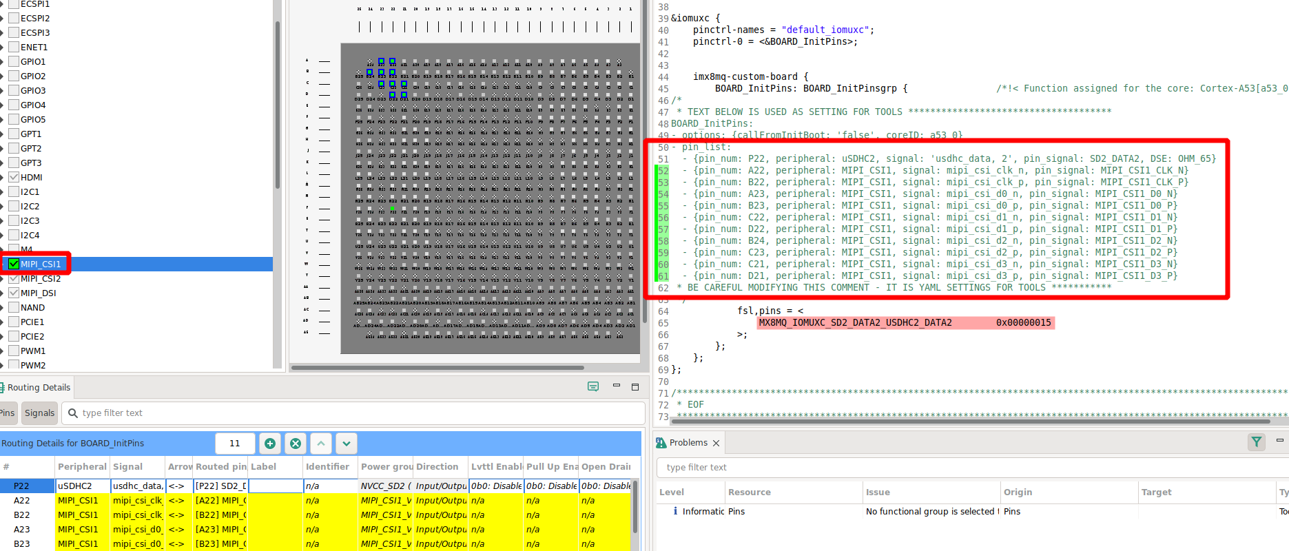 Incomprehension pin activation but remains in comment in the dts (on ...