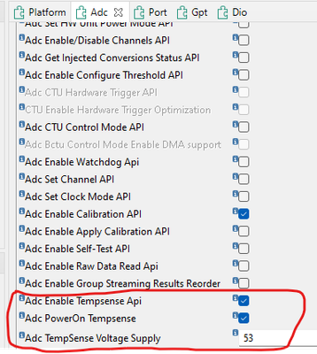 Reading the internal temperature of S32K388 using TEMPSENSE module ...