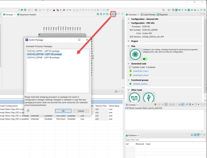 How to change a mcu derivate in S32 Design Studio for S32 Platform - NXP Community