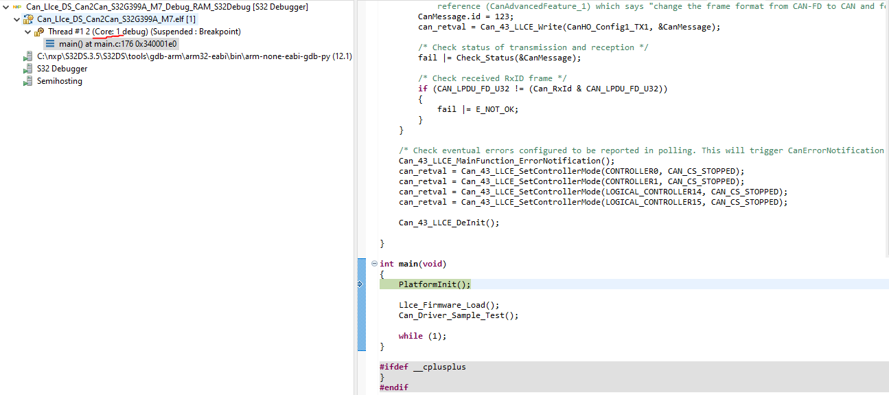 Please tell me how to change the M7 debug core from CORE0 to another ...