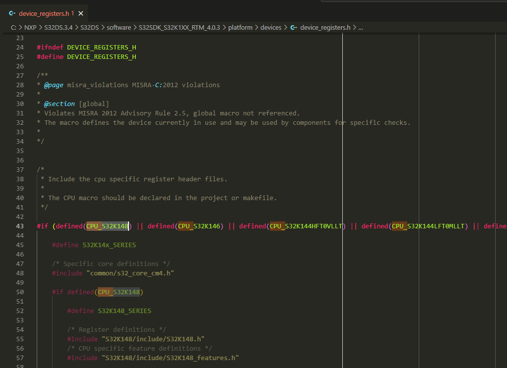 Solved: Where are the S32SDK CPU_S32K1... macros defined? - NXP Community