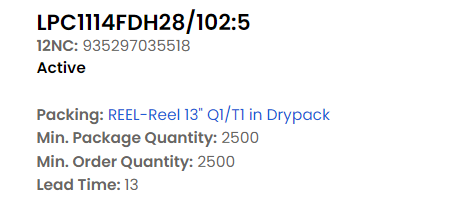 LPC1114FDH28/102:5 Packing datesheet - NXP Community