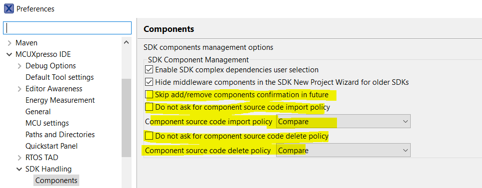 Solved: SDK component replacement options will be ignored - NXP Community