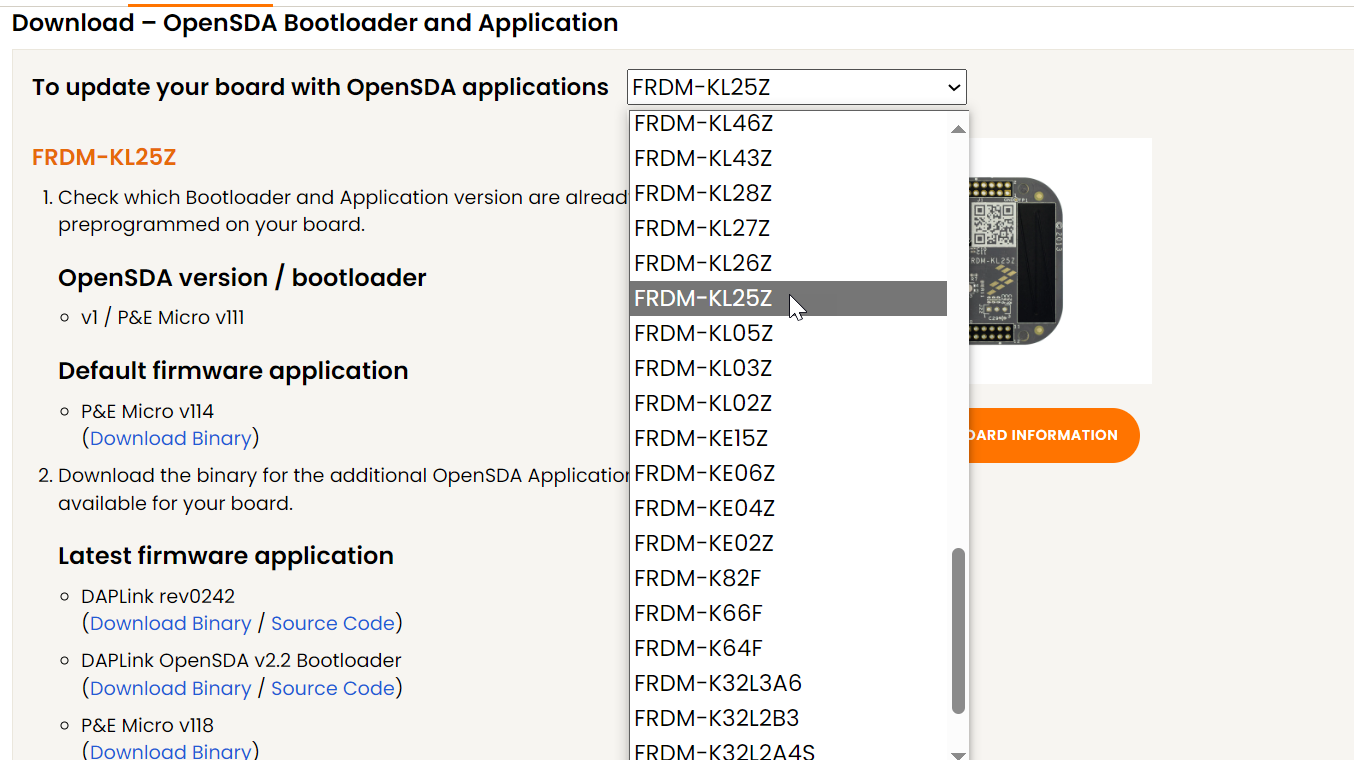 About FRDM-KL25Z board firmware version - NXP Community