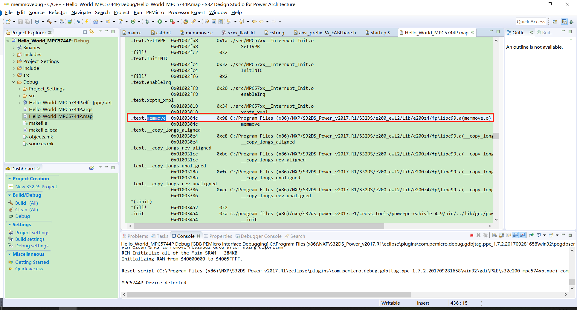 Solved: mpc5744 facing a memmove function bug - NXP Community