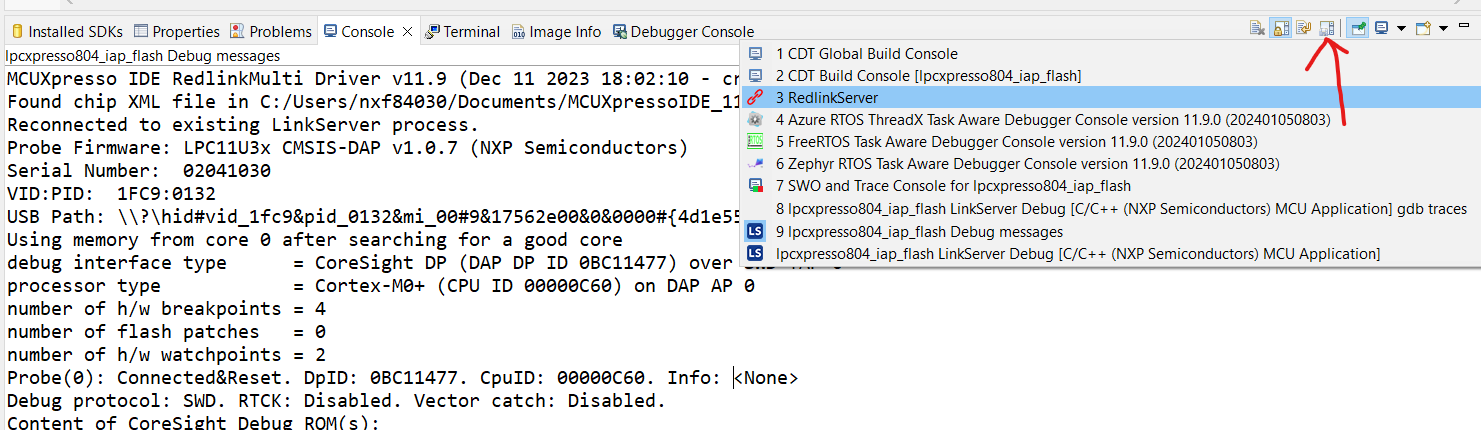 Keep debugger startup output in a separate console tab? - NXP Community