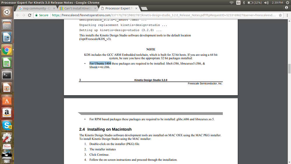 Can't install Kinetis Design Studio(KDS) on Ubuntu 16.04 64-bit - NXP Community