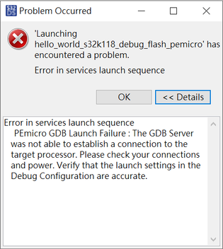 Solved: Error occurred while connecting to the interface hardware or target - NXP Community