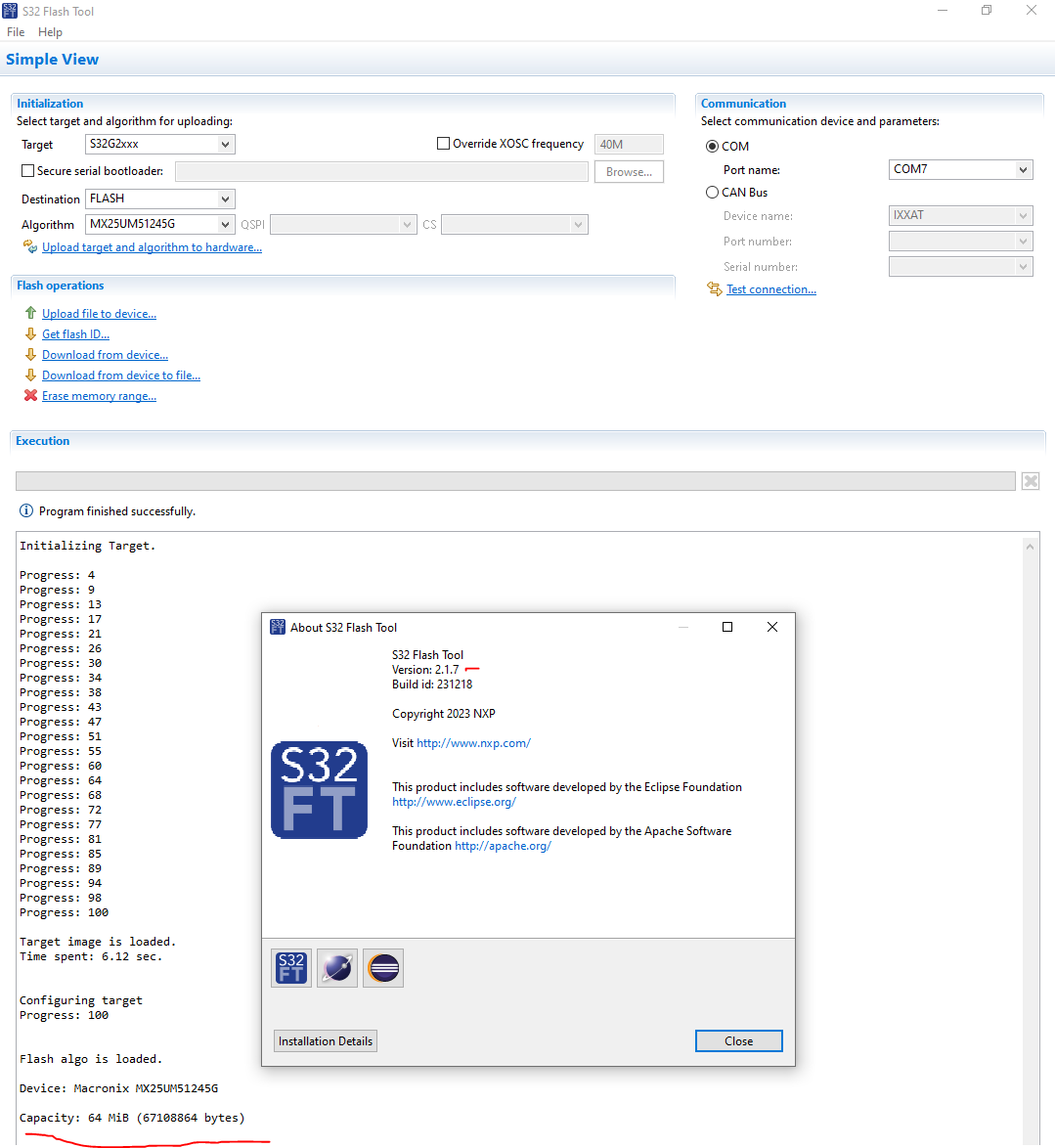 Solved: Error Occurring with S32Flashtool2.17 - NXP Community