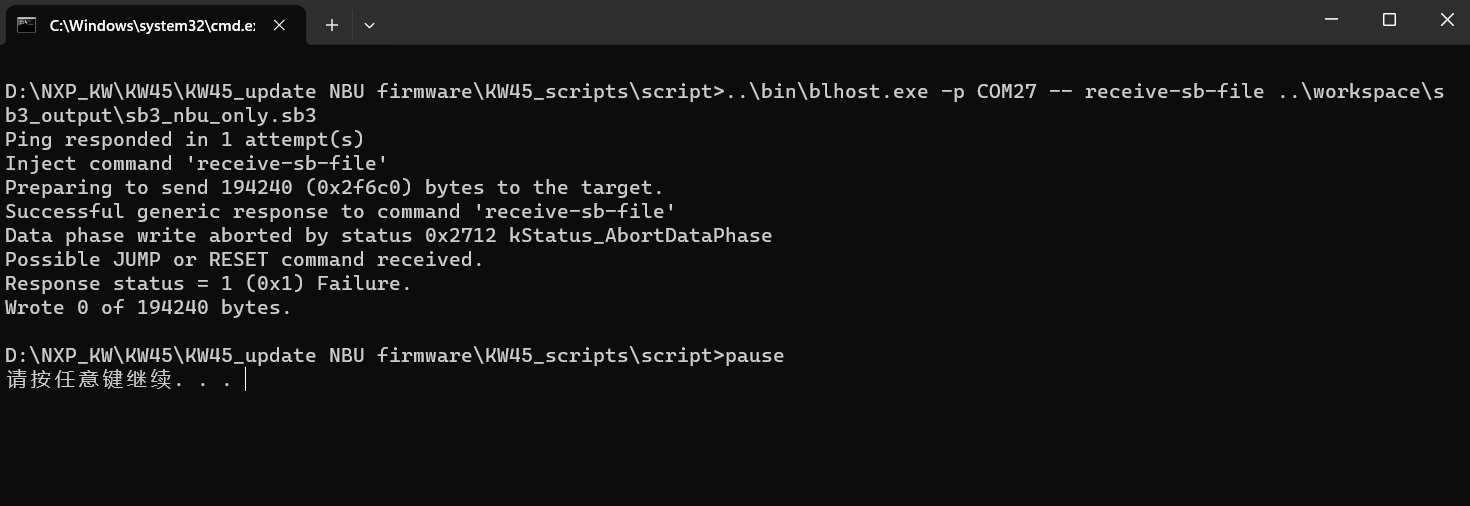 Solved: KW45 SPSDK burns NBU and locks up - NXP Community