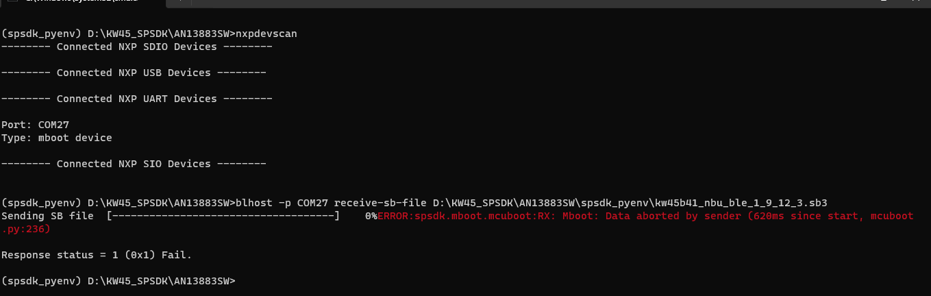 Solved: KW45 SPSDK burns NBU and locks up - NXP Community