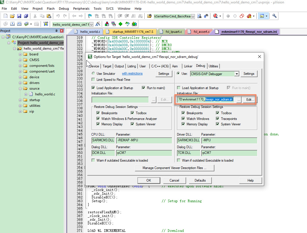 RT1170 CMSIS DAP+IDE debug based on ECC enabled - NXP Community