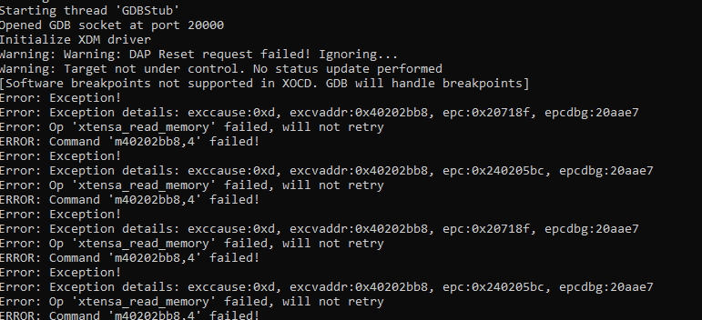 'xtensa_read_memory' failed - MIMXRT685 - EVK - NXP Community