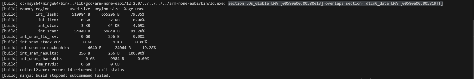Solved: Modifying the ld file results in a compilation error due to overlapping sections - NXP ...
