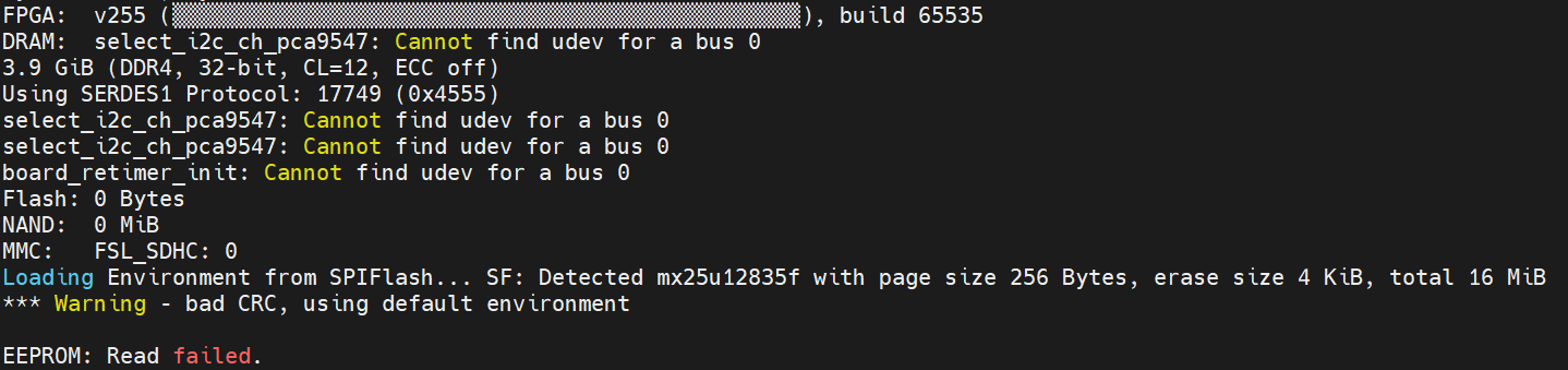 Solved: The LS1043aqds keeps restarting after entering the uboot, and an error is displayed ...